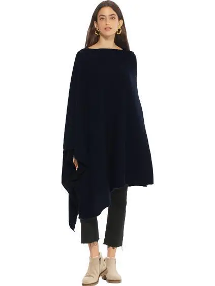 MONTICELLI CASHMERE Cashmere Long Poncho - Night Blue