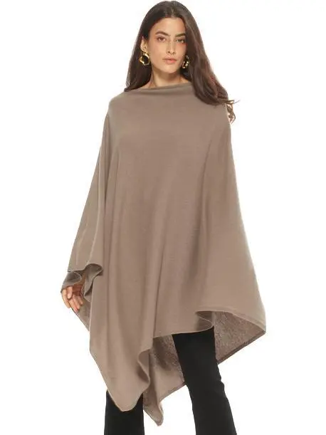 MONTICELLI CASHMERE Cashmere Long Poncho - Taupe