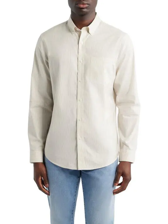 Nordstrom Simple Stripe Button-down Shirt - Tan Simple Stripe