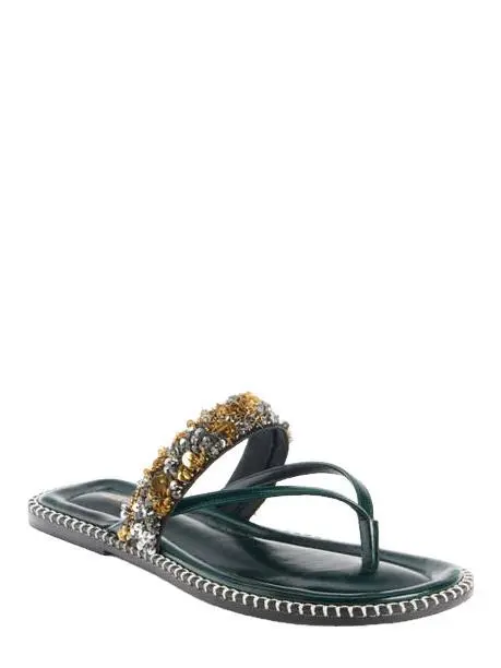 Dries Van Noten Sequin Embellished Slide Sandal - Silver