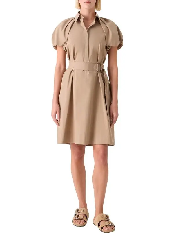 Akris Belted Balloon Sleeve Polo Dress - Beige