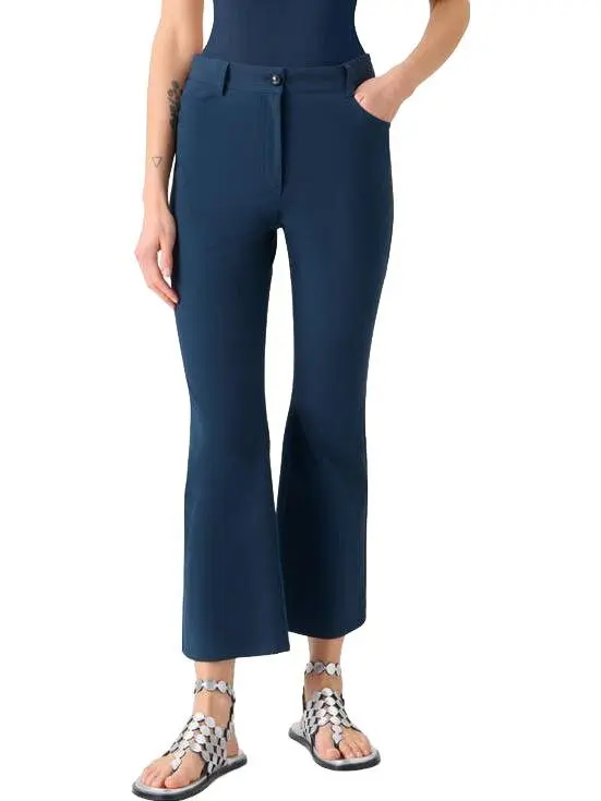 Akris Cali Stretch Cotton Crop Bootcut Pants - Dark Blue