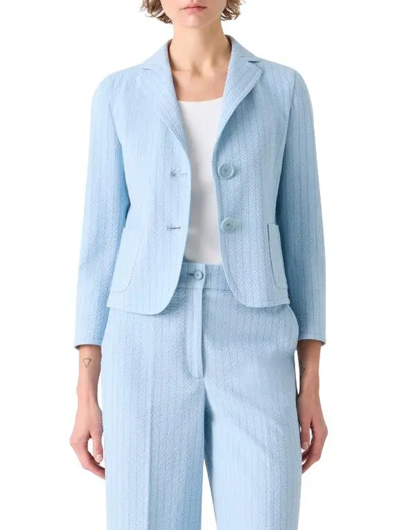 Akris Stripe Cotton Stretch Seersucker Jacket - Sky-dark Blue
