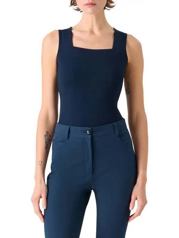 Akris Sleeveless Modal Stretch Jersey Top - Dark Blue