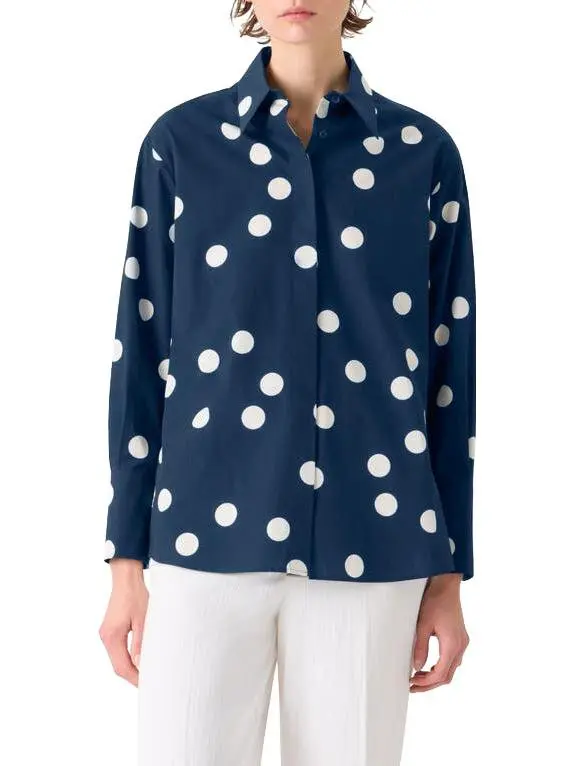 Akris Polka Dot Cotton Poplin Shirt - Dark Blue-cream