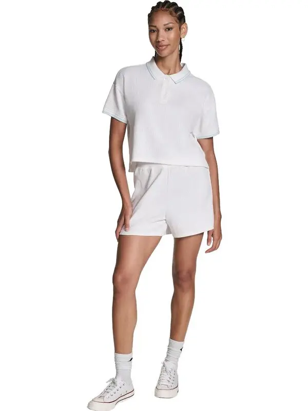 CONVERSE Cropped Waffle Polo - White
