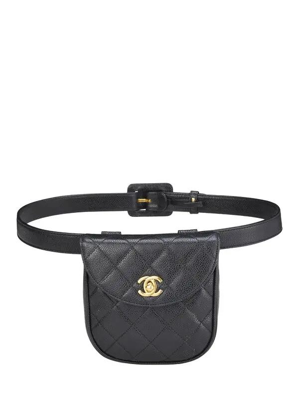 Chanel Quilted Caviar Leather Belt Bag - Black