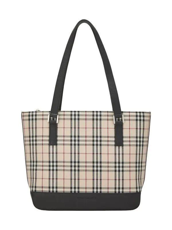 Burberry House Check Jacquard Zip Tote - Black