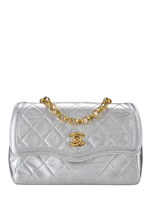 Chanel Quilted Lambskin Curved Flap - Silver