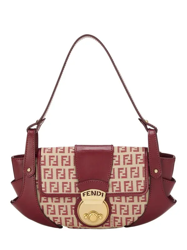 Fendi Zucchino Compilation Shoulder Bag - Red