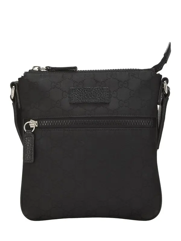 Gucci Gg Nylon Double Zip Messenger - Black