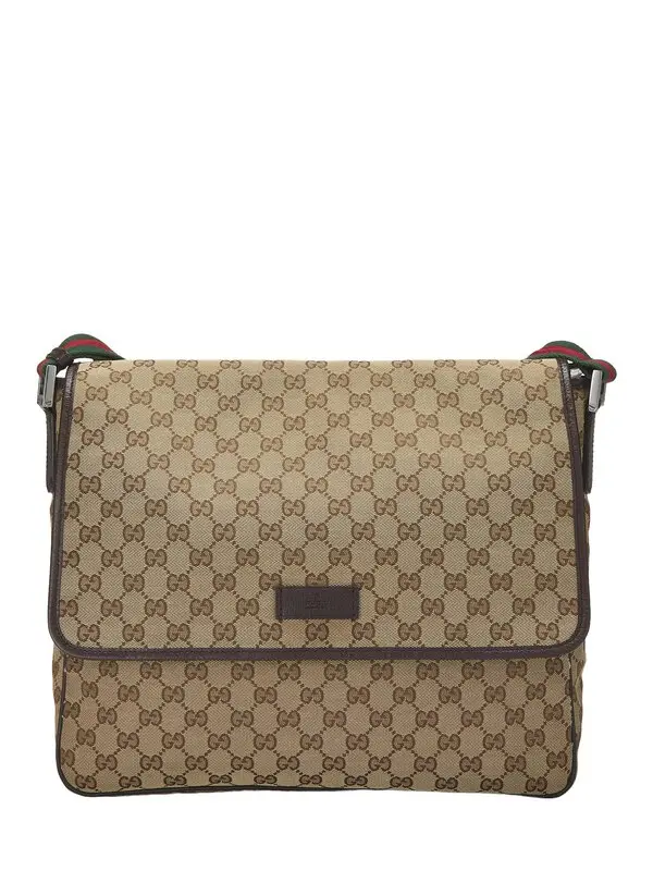 Gucci Original Gg Canvas Web Flap Messenger - Brown