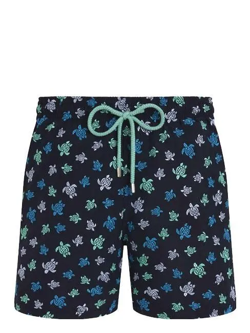 Vilebrequin Embroidered Micro Ronde Des Tortues Limited Edition Swim Trunks - Blue