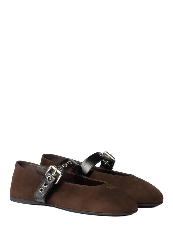 Miu Miu Suede Ballerinas - Dark Brown