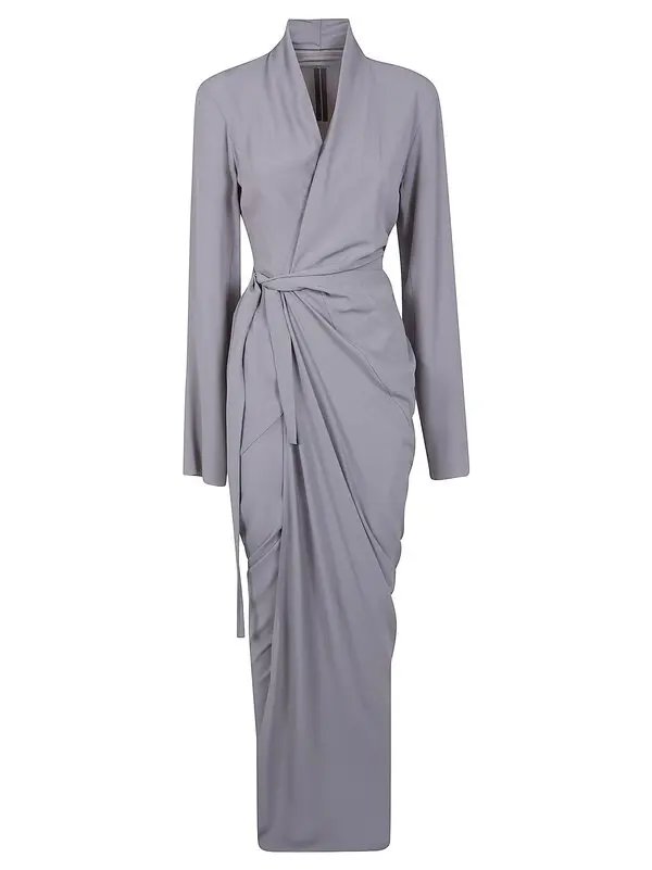 Rick Owens Wrap Gown Dress - Gray