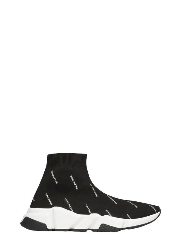 Balenciaga Speed Trainer Mid 'all Over Logo - Black
