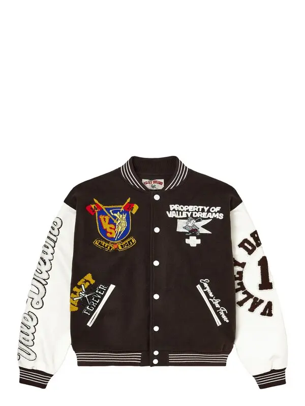 VALE FOREVER Alumni Varsity Jacket - Brown