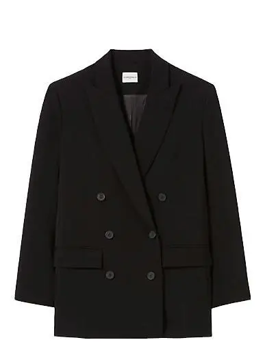 Claudie Pierlot Peak-lapel Double-breasted Stretch-woven Blazer - Black