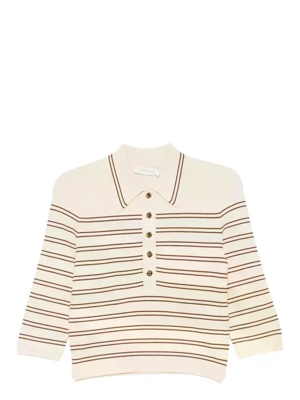 Zimmermann Striped Polo Top - Neutrals