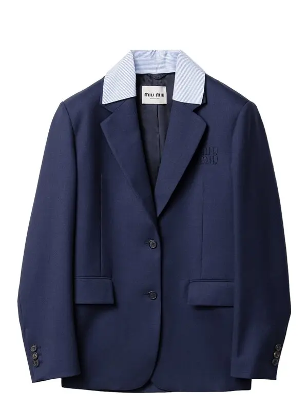 Miu Miu Single-breasted Gabardine Jacket - Baltic Blue