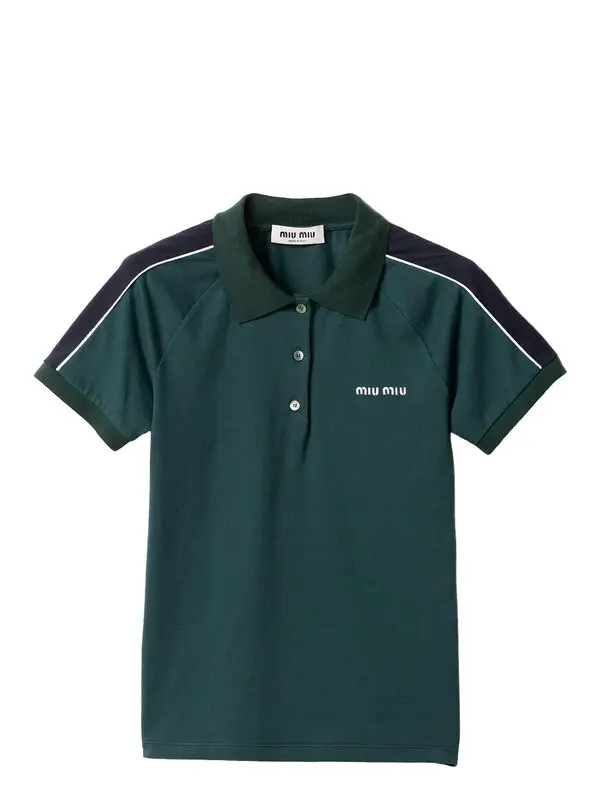 Miu Miu Cotton Jersey Polo Shirt - Bottle Green/blue