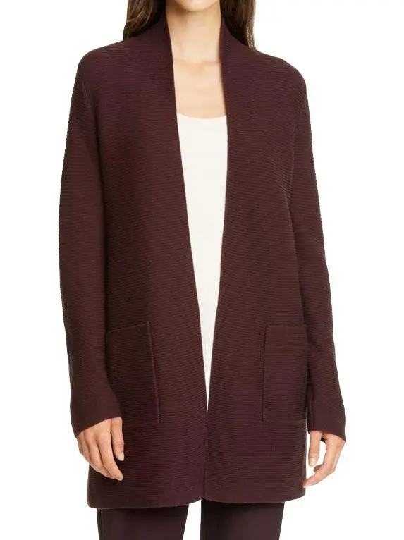 Eileen Fisher Ribbed Silk & Cashmere Cardigan - Casis