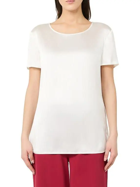 MM BY MAX MARA Cortana Stretch Silk Top - White
