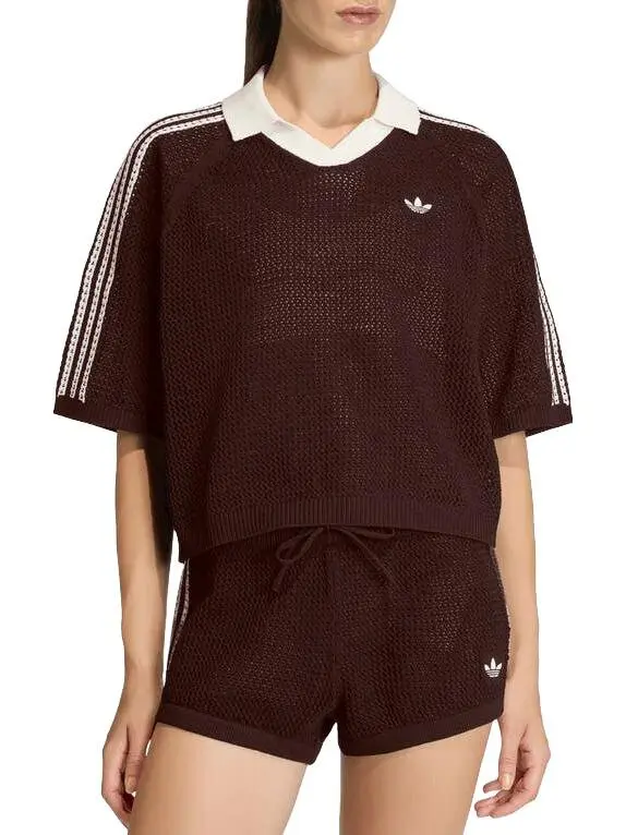 ADIDAS ORIGINALS Open Stitch Polo - Aurora Coffee