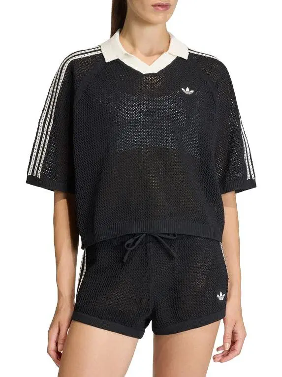 Adidas Originals By Alexander Wang Open Stitch Polo - Black