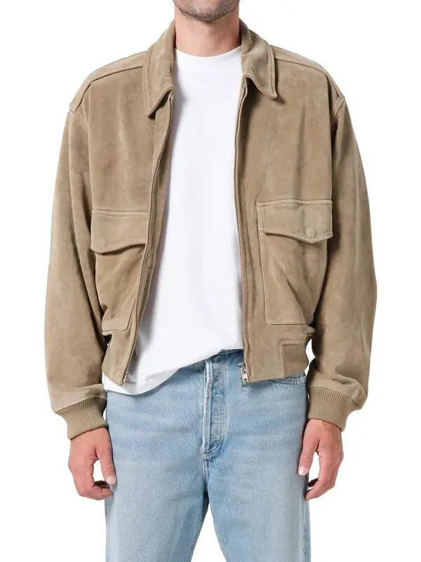 AGOLDE Emil Suede Bomber Jacket - Arizona M Sand
