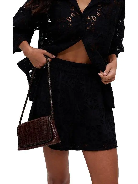 RAFFYA Shelli Broderie Anglaise Shorts - Black