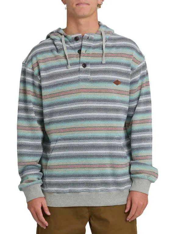 BILLABONG Striped Cotton Twill Hoodie - Heather Gray