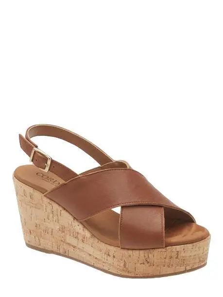 Cordani Dovi Slingback Platform Wedge Sandals - Cuoio Leather