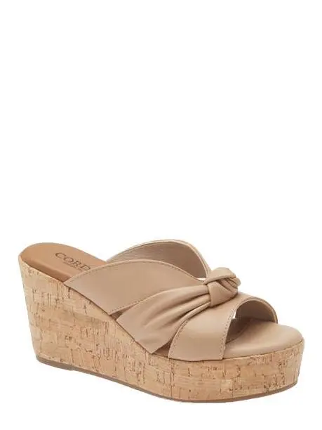 Cordani Dumont Platform Wedge Slide Sandal - Natural Leather