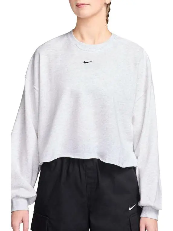 Nike Relaxed Fit French Terry Sweatshirt - Birch Heather/black
