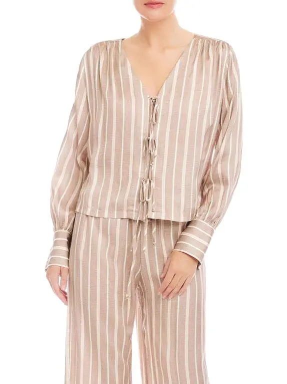 Fifteen Twenty Striped Tie-front Shirt - Khaki