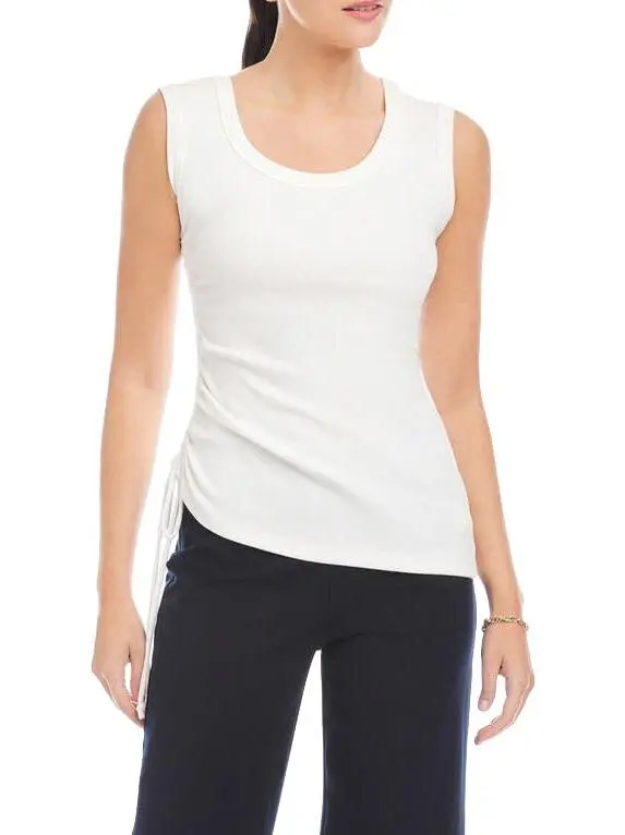 Fifteen Twenty Tia Side Shirred Rib Tank - Off White