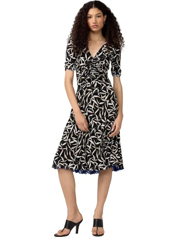Diane Von Furstenberg Koren Reversible Dress - Bay Leaf Black And Jelly Dot Aquarius