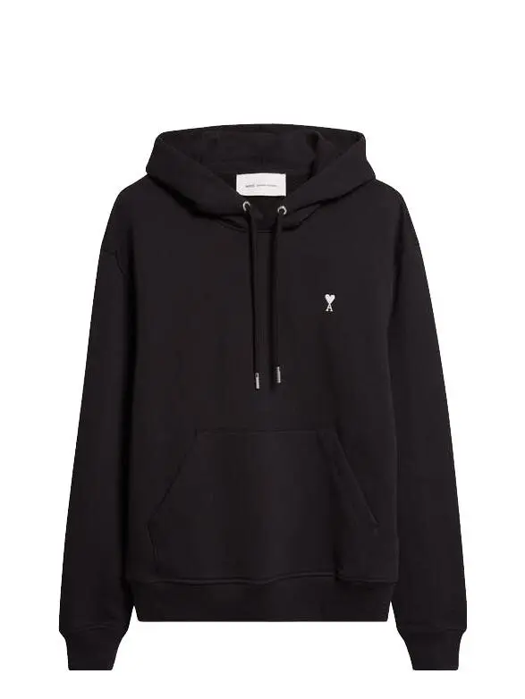 Ami Embroidered French Terry Hoodie - Noir/blanc Creme