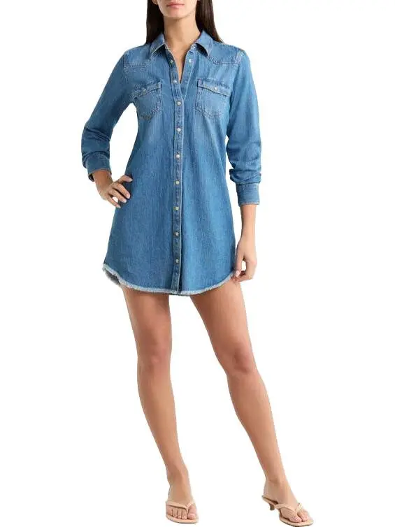 Lucky Brand Long Sleeve Denim Shirt Dress - Take Out Wash