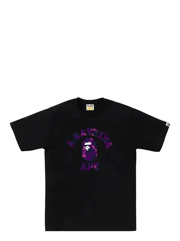 A BATHING APE Camo College Tee Shirt - Black X Purple