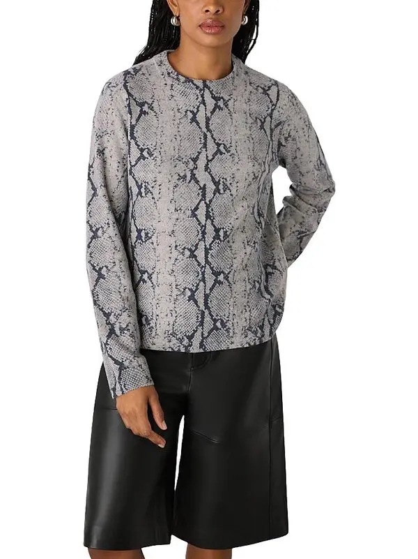 Whistles Wool Crewneck Sweater - Snake Print