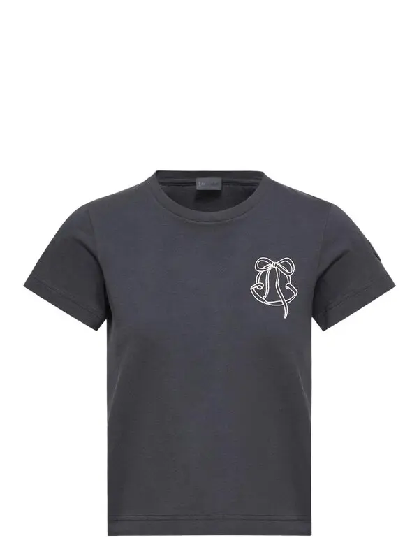 Moncler Embroidered Logo Cotton T-shirt - Blue
