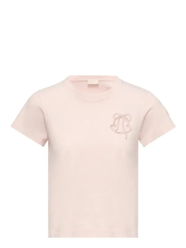 Moncler Embroidered Logo Cotton T-shirt - Pink