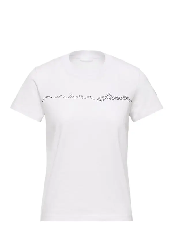Moncler Ribbon Logo Cotton T-shirt - White