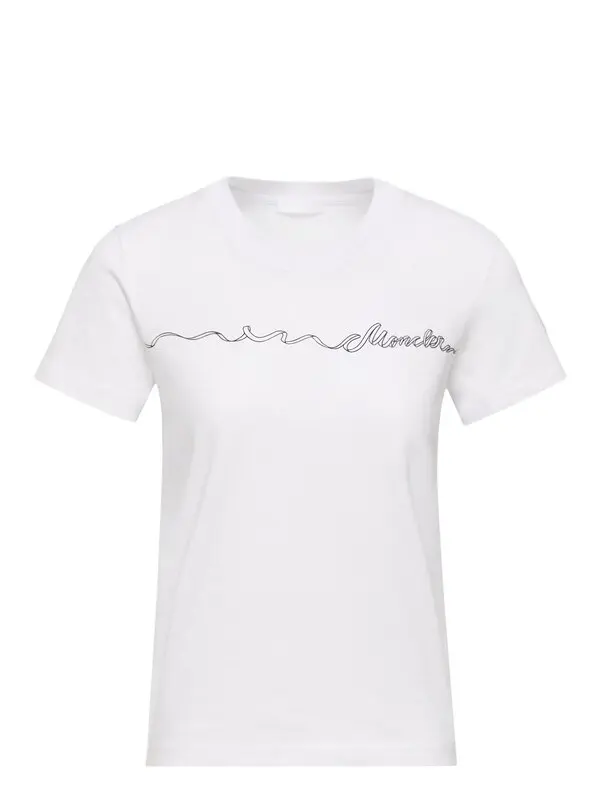 Moncler Ribbon Logo Cotton T-shirt - White