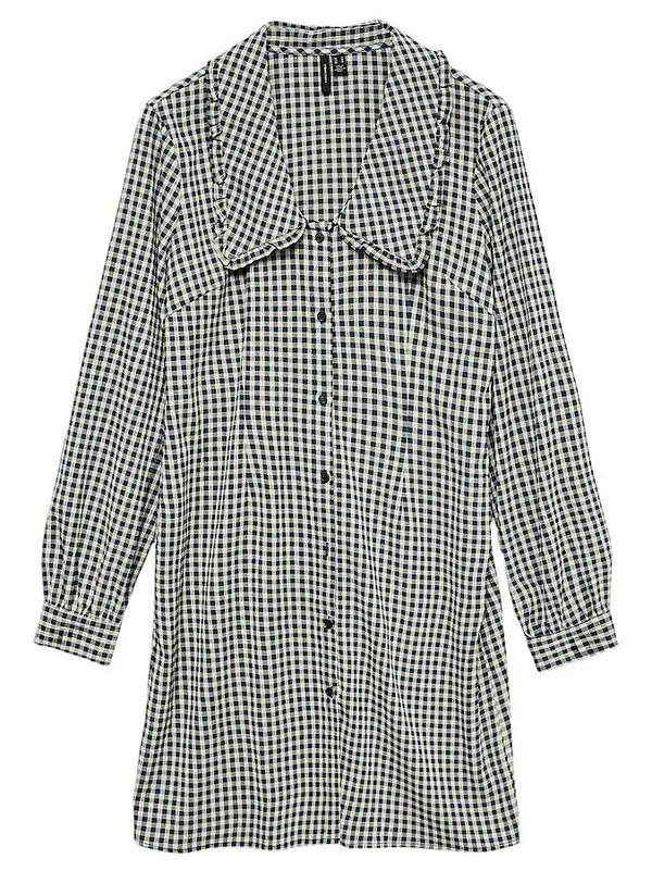 Vero Moda Vmsilje Long Sleeve Mini Shirt Dress - Dark Denim