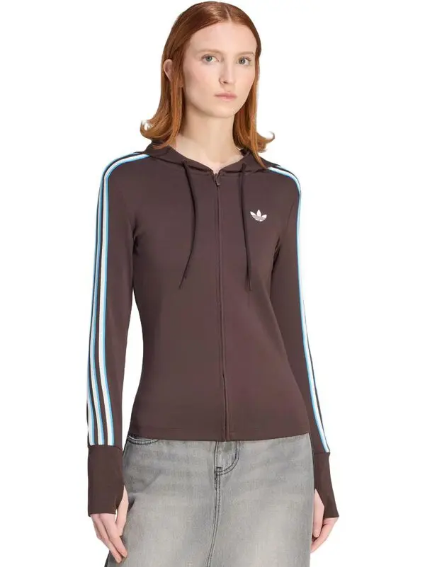 Adidas Hooded Trefoil Zipper Jacket - Aurora Coffee