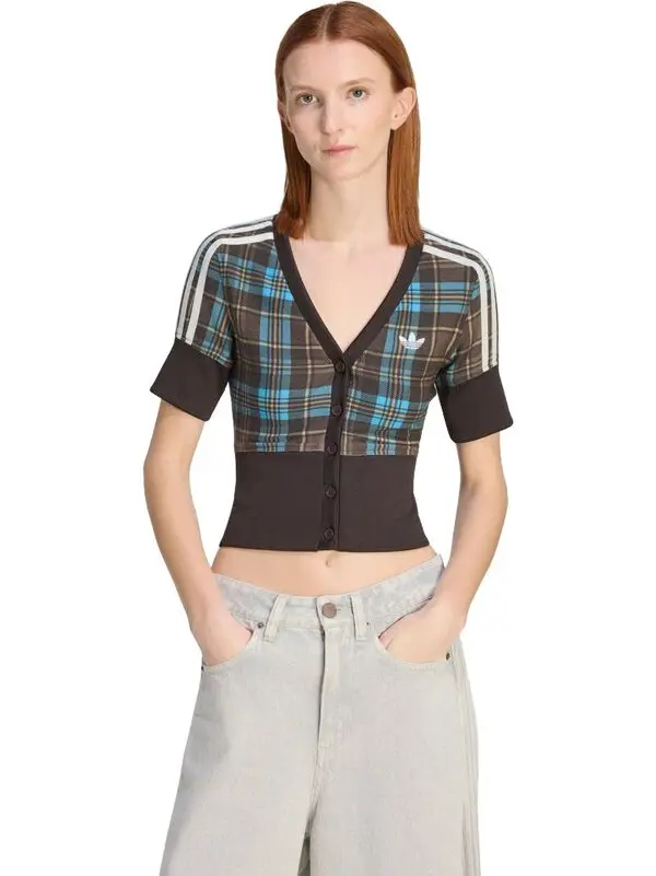 Adidas Checked V-neck Shirt With Buttons - Multicolor