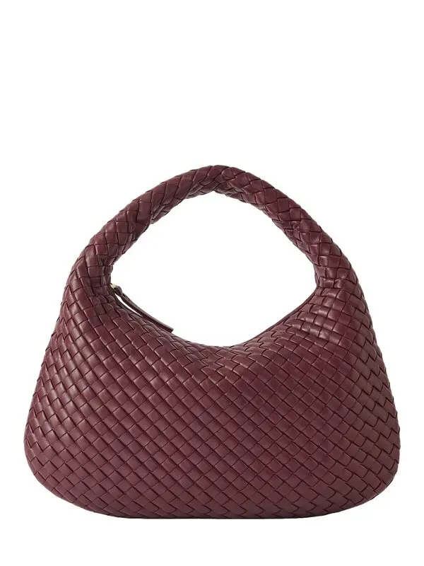 Bottega Veneta Medium Intrecciato Leather Shoulder Bag - Red